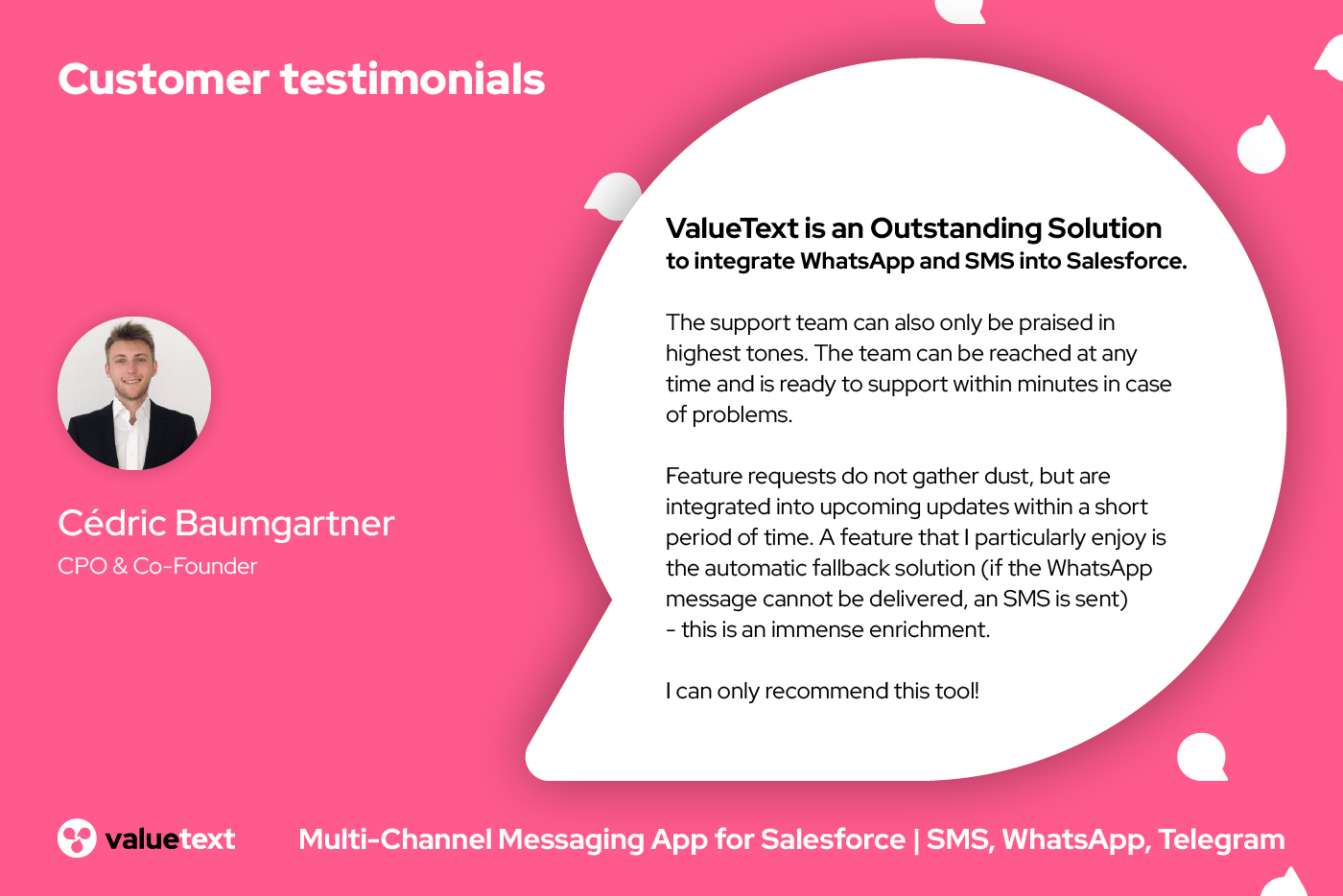 Customer Testimonial For Valuetext Salesforce Messaging App Sms