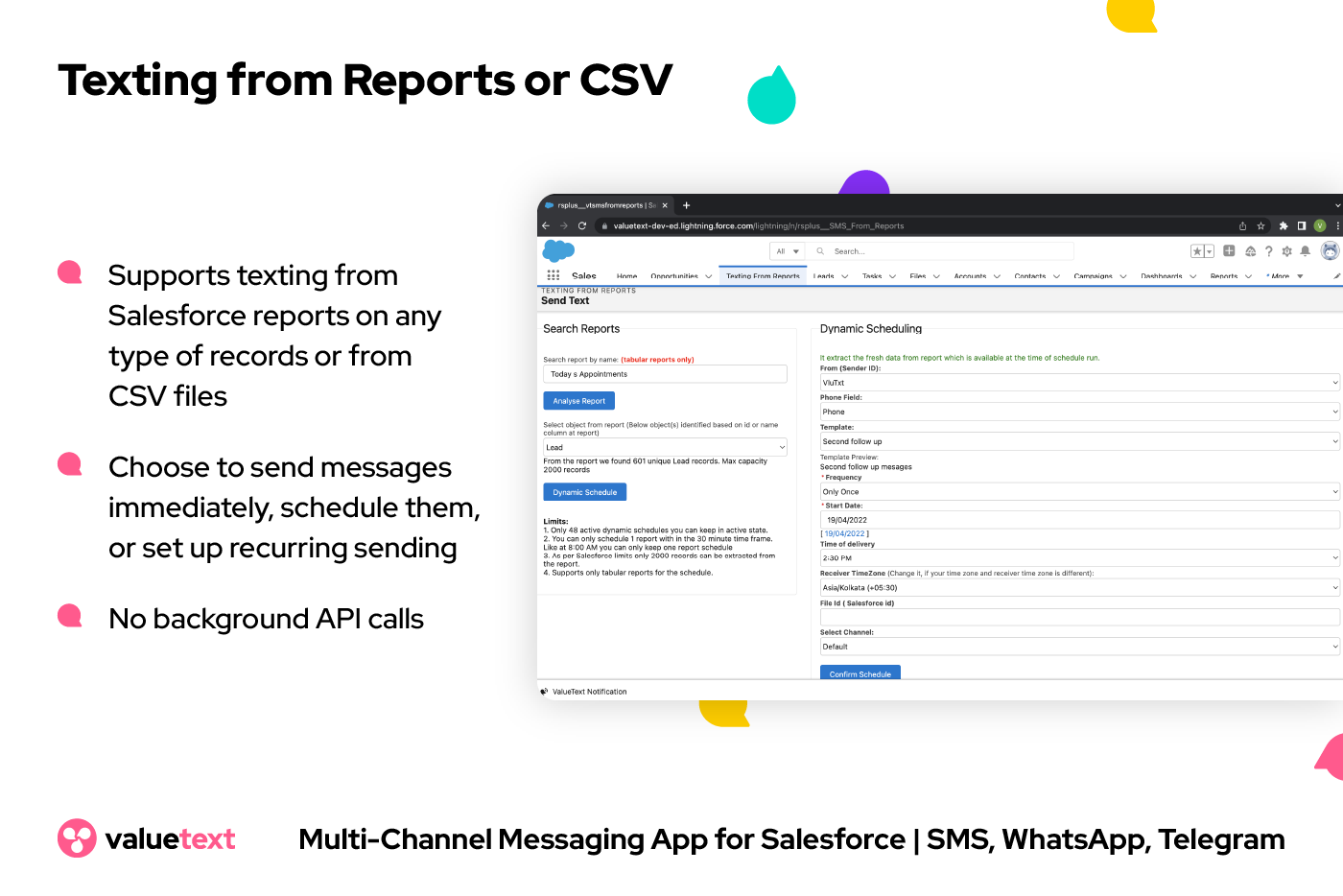 Texting From Reports Or Csv