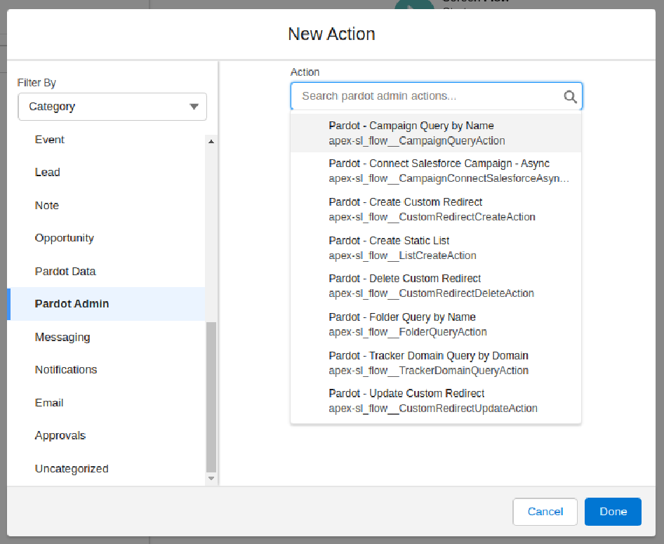 various actions to help pardot admins with automations