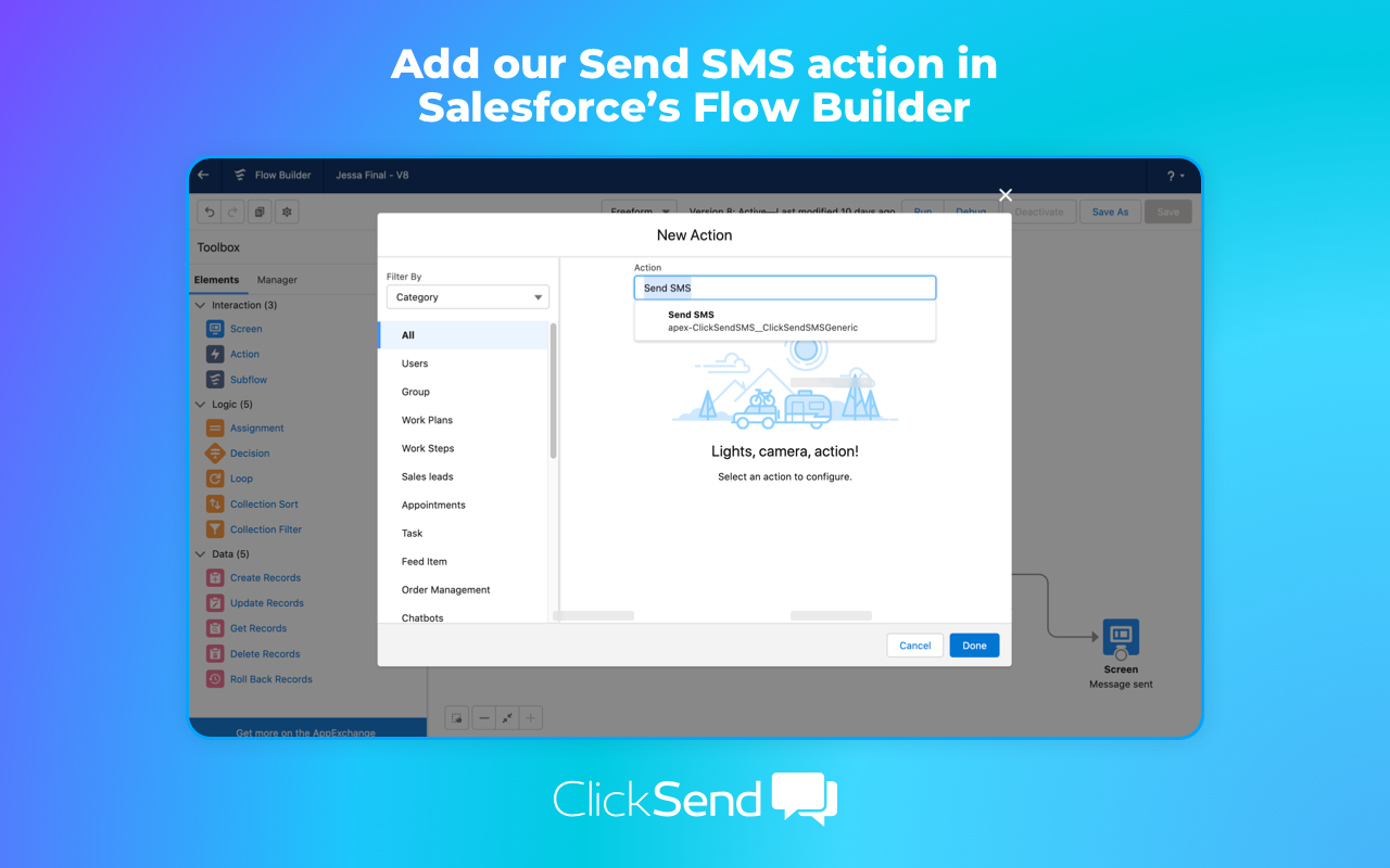 clicksend sms flow builder