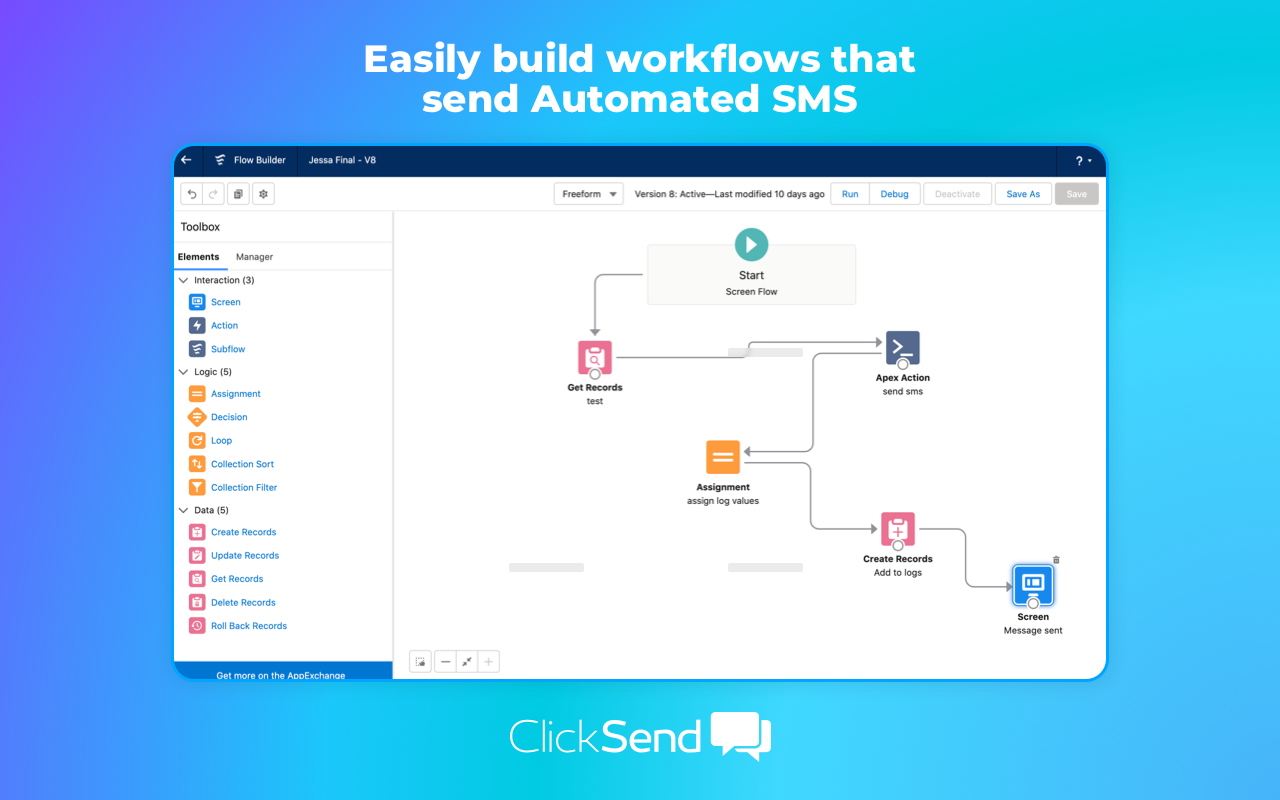 clicksend sms flow builder 2