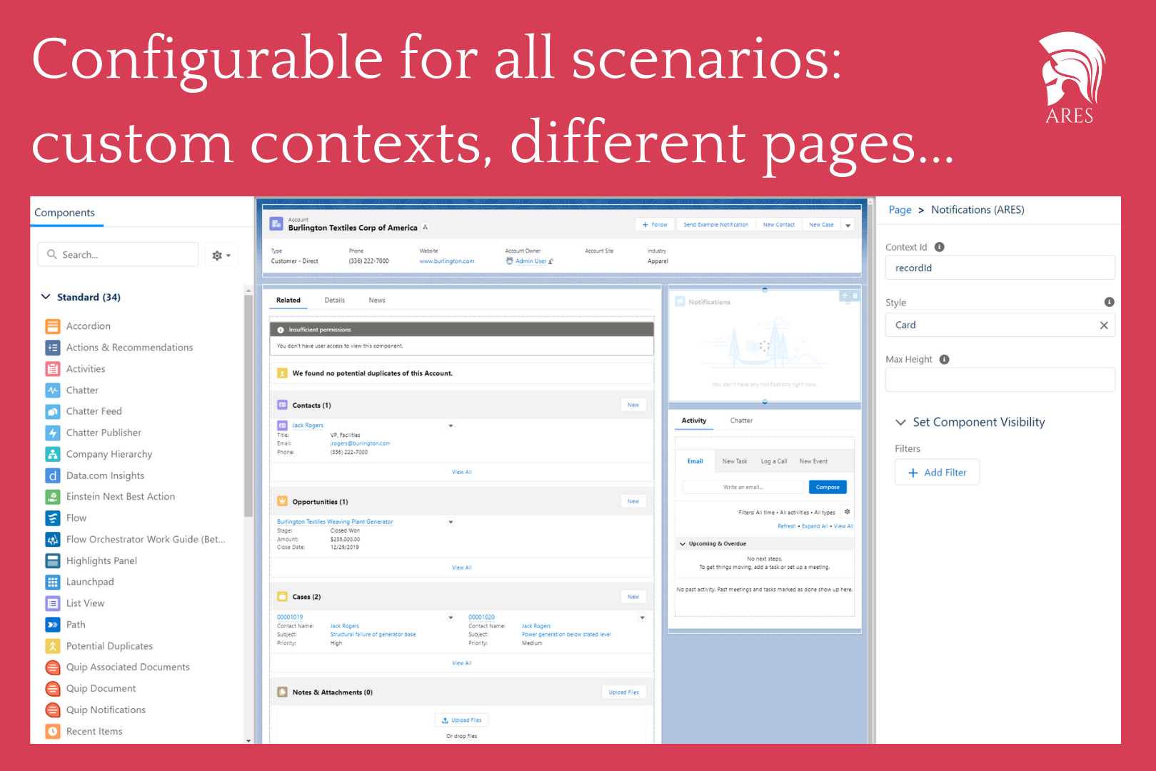 configure the component to handle only notifications for certain contexts