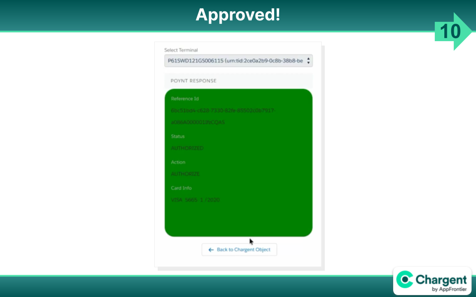 transaction approved in salesforce from chargent terminal