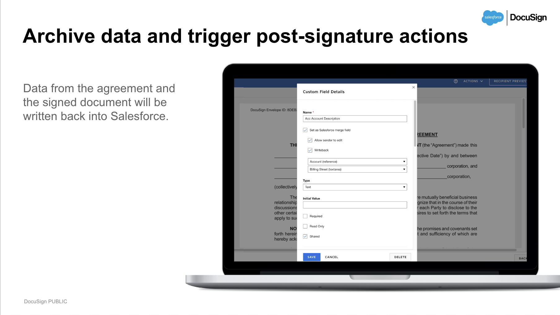 archive data into salesforce and trigger post signature actions