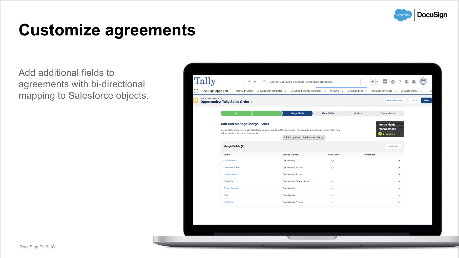 create custom agreements with bidirectional mappings to salesforce objects