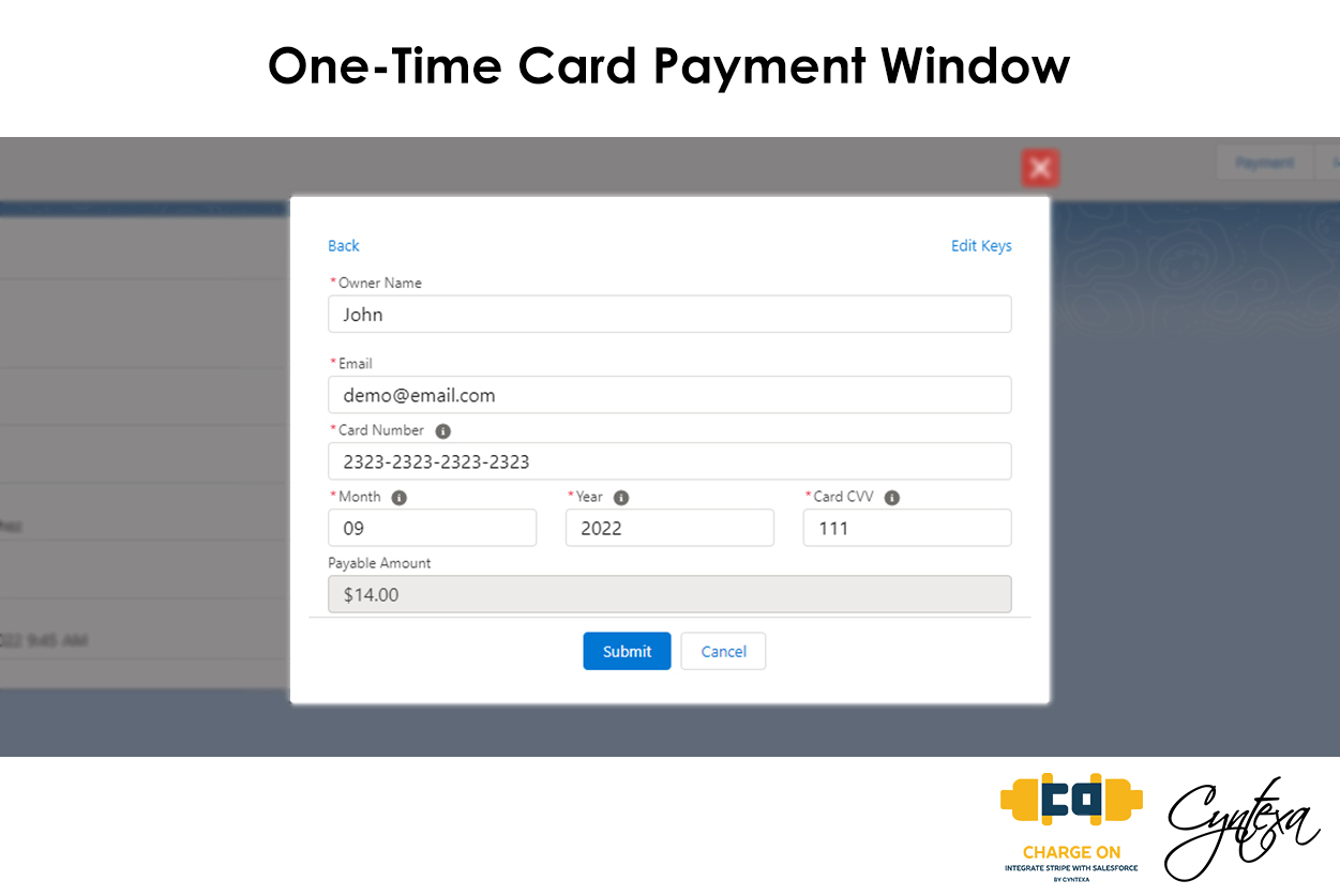 one time card payment window