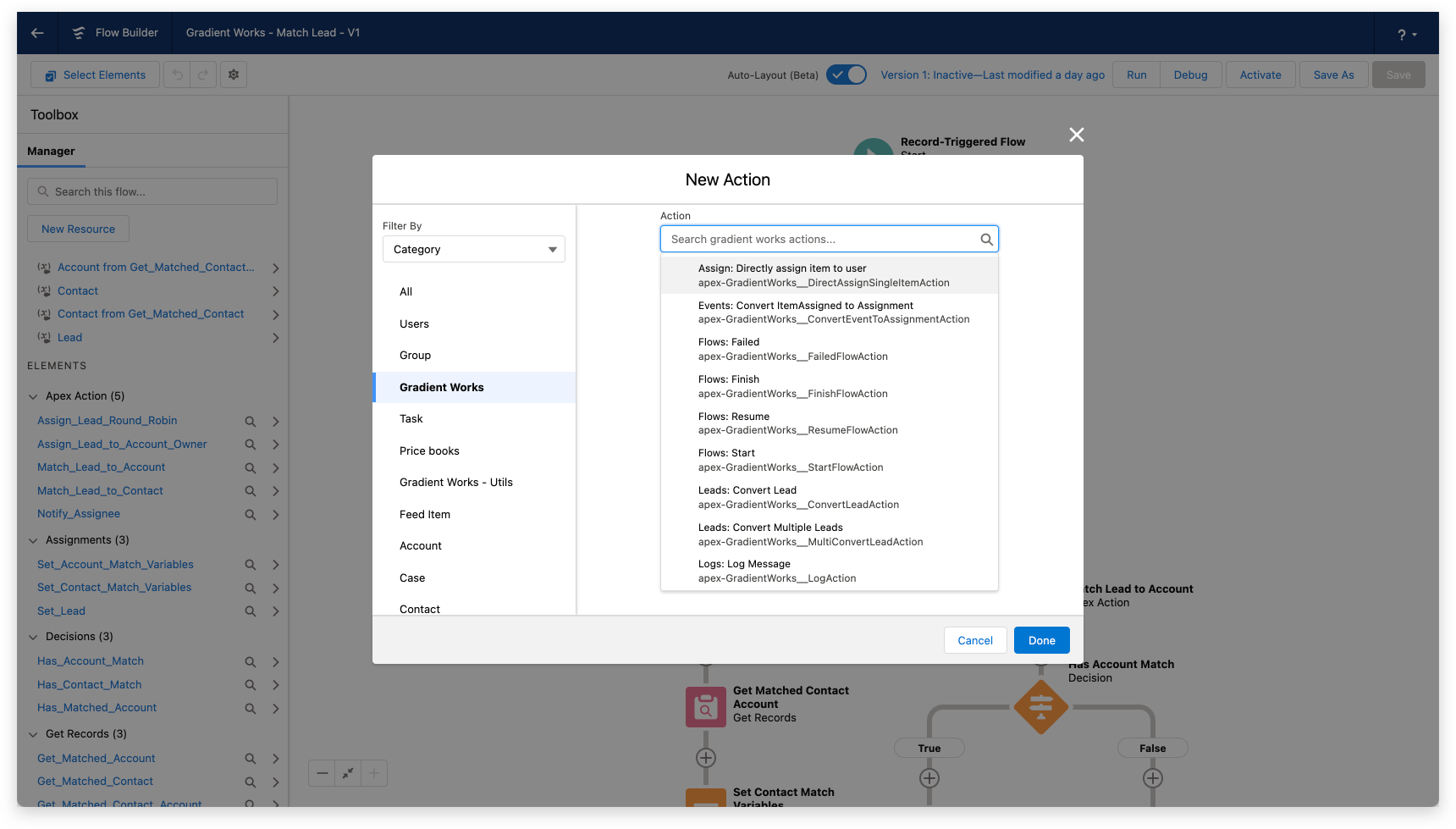 example of some possible actions