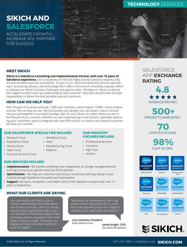 sikich helps businesses accelerate growth and increase roi with salesforce