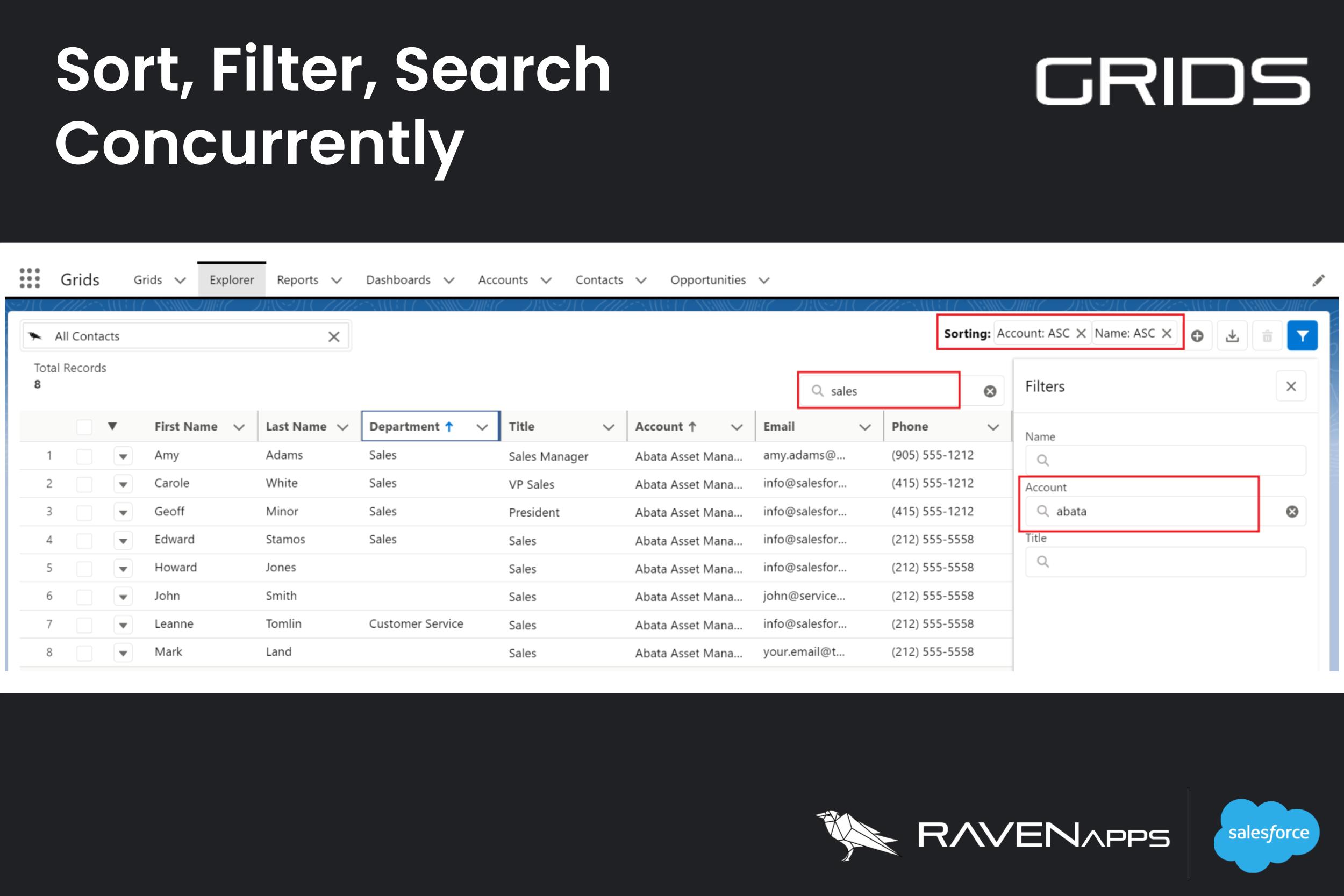 sort filter search concurrently