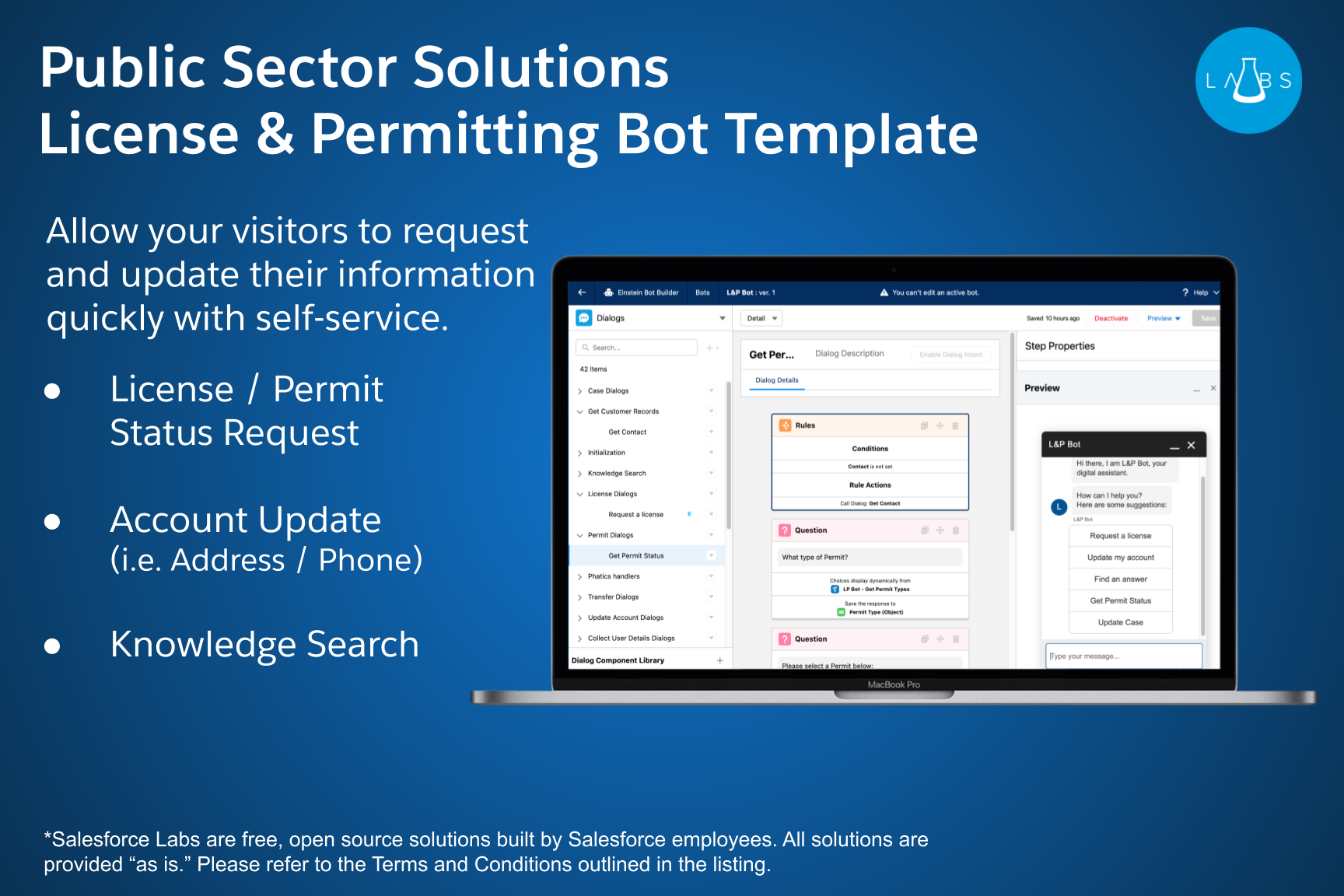 public sector solutions license permitting bot template