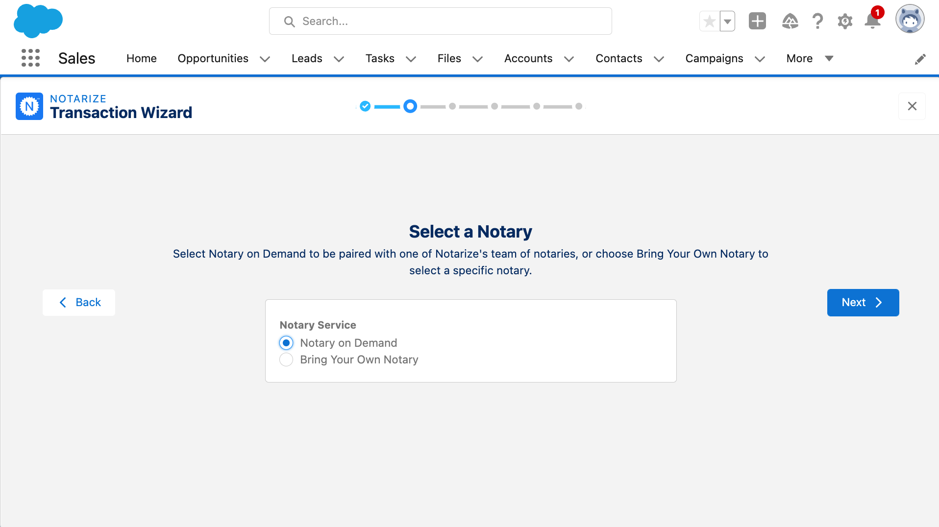 app screenshot select a notary