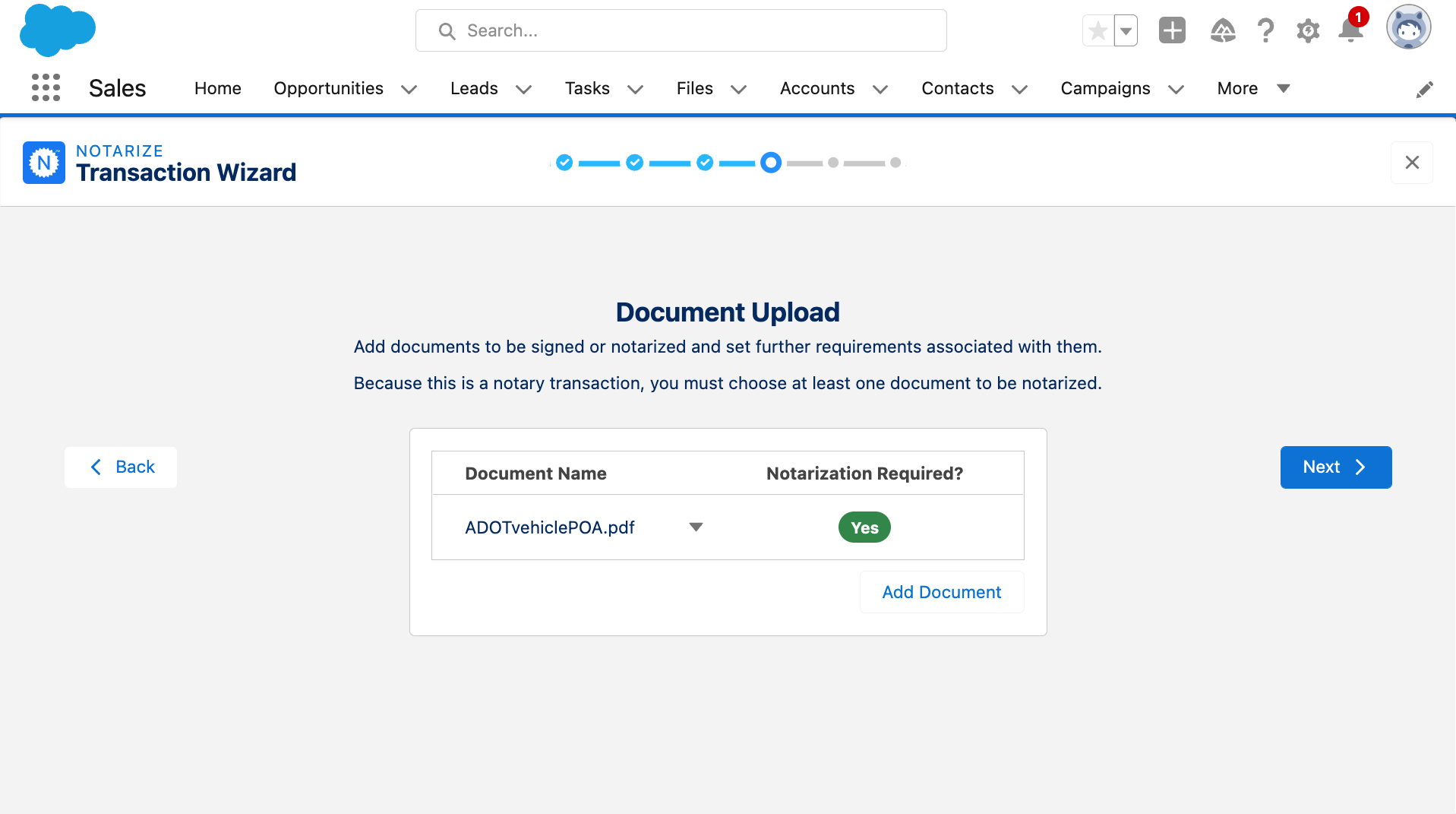 app screenshot upload the document specify notarization required or ...