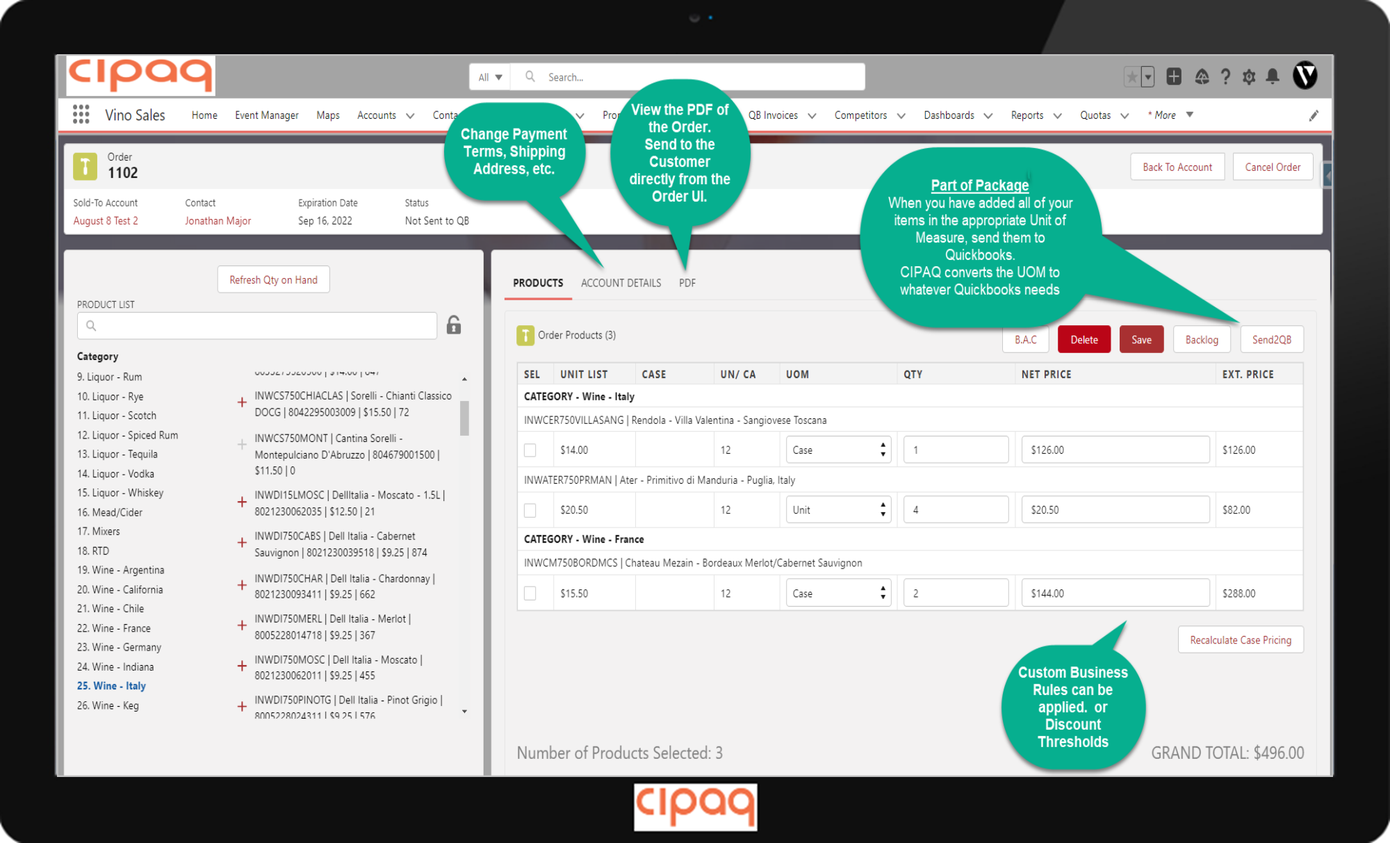 custom order screen allows a sf user create an order in sf and send it ...