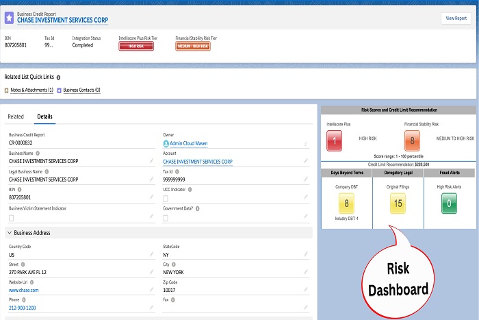 business credit report with risk dashboard experian intelliscore and ...