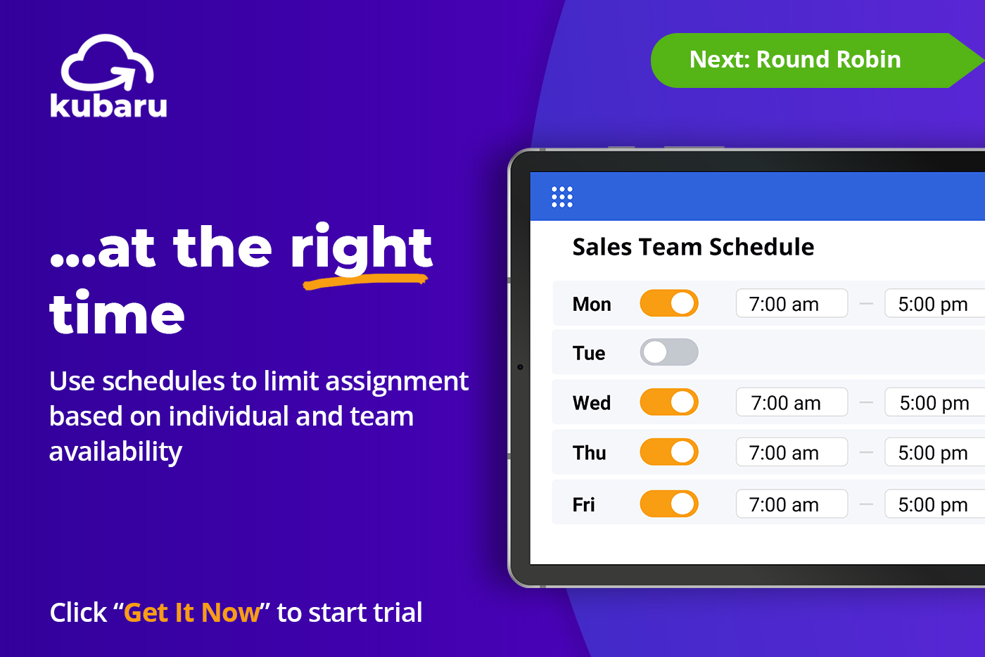 route leads and cases to available reps using schedules