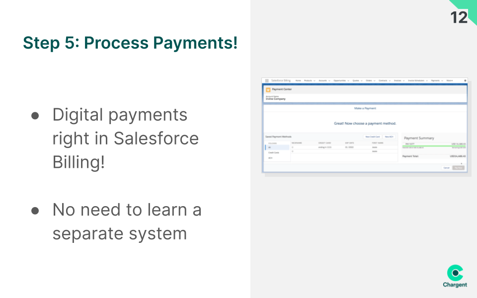step 5 process digital payments right in salesforce billing