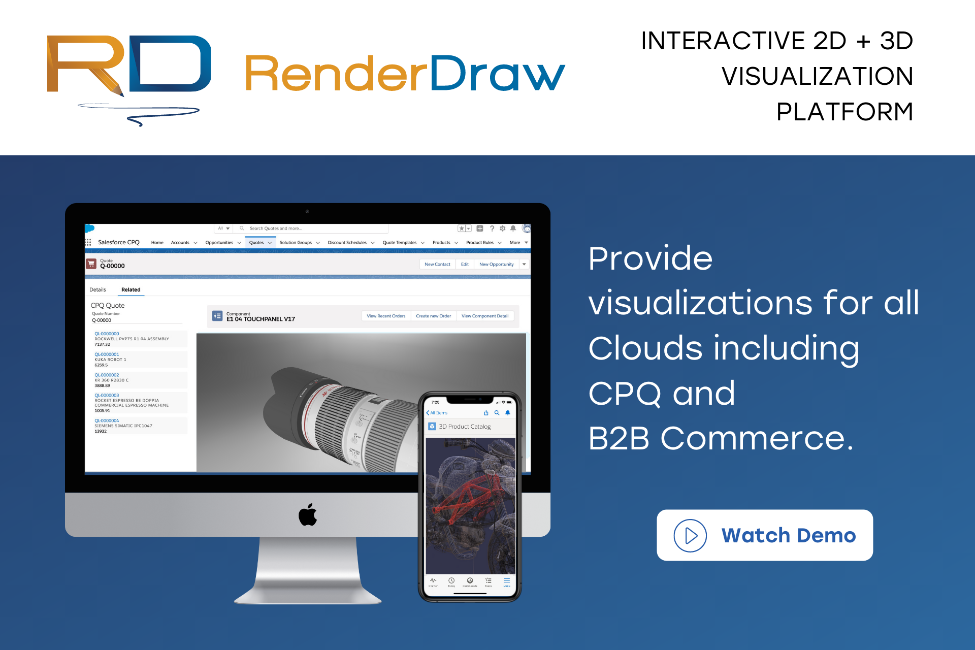 interactive 2d 3d visualization platform for all clouds including cpq and b2b commerce