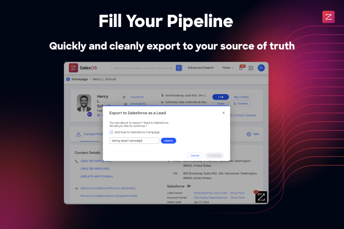 zoominfo salesos global data sales intelligence automation