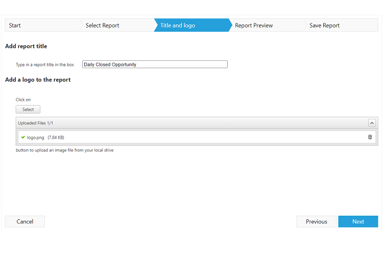 add report title and logo