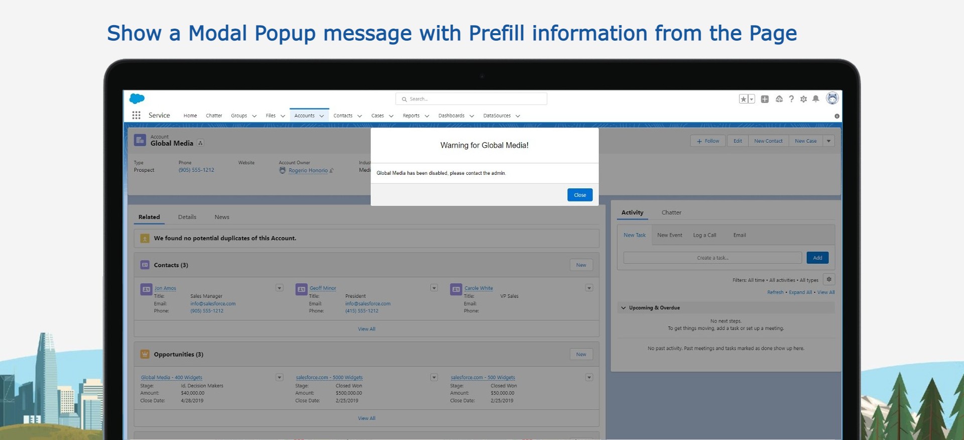 display modal popup message in your record page