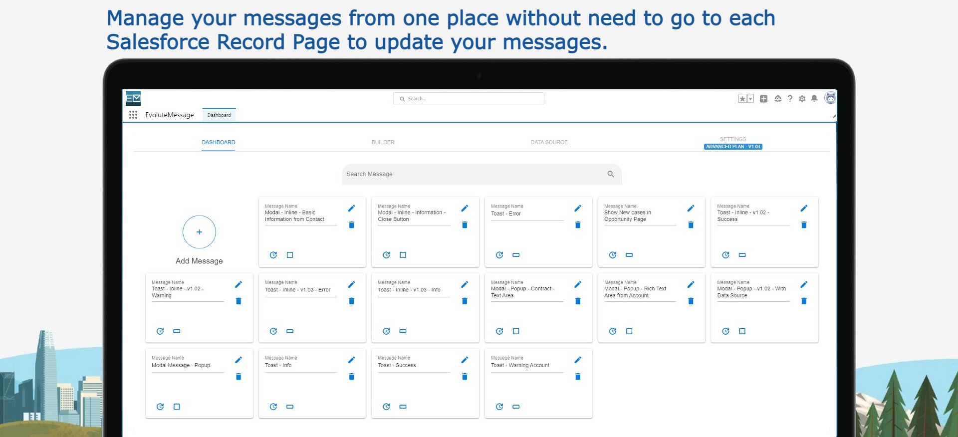 create update delete or disabled your message from message dashboard