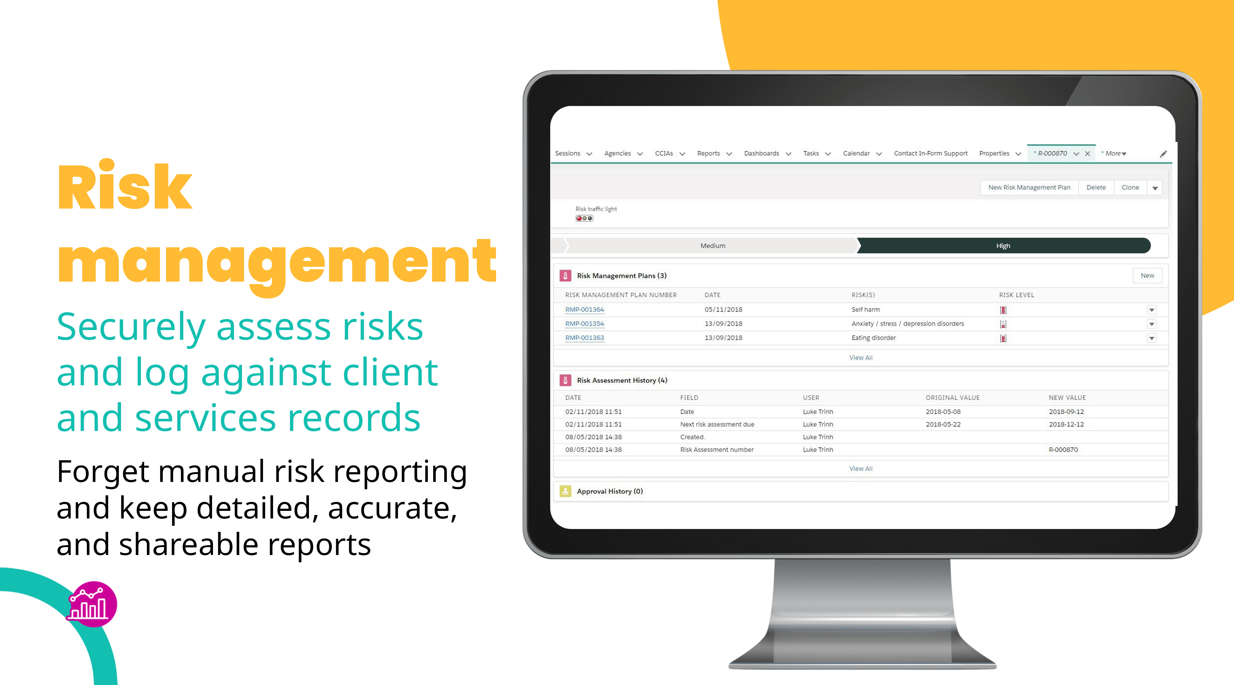 securely assess risks and log against client and service records