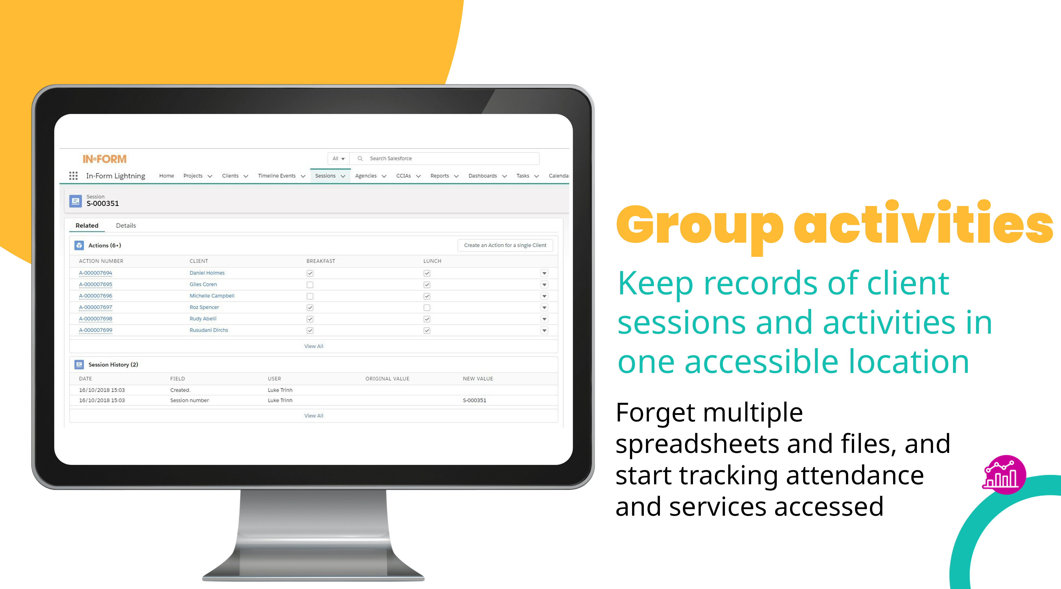 keep records of client sessions and activities in one accessible location