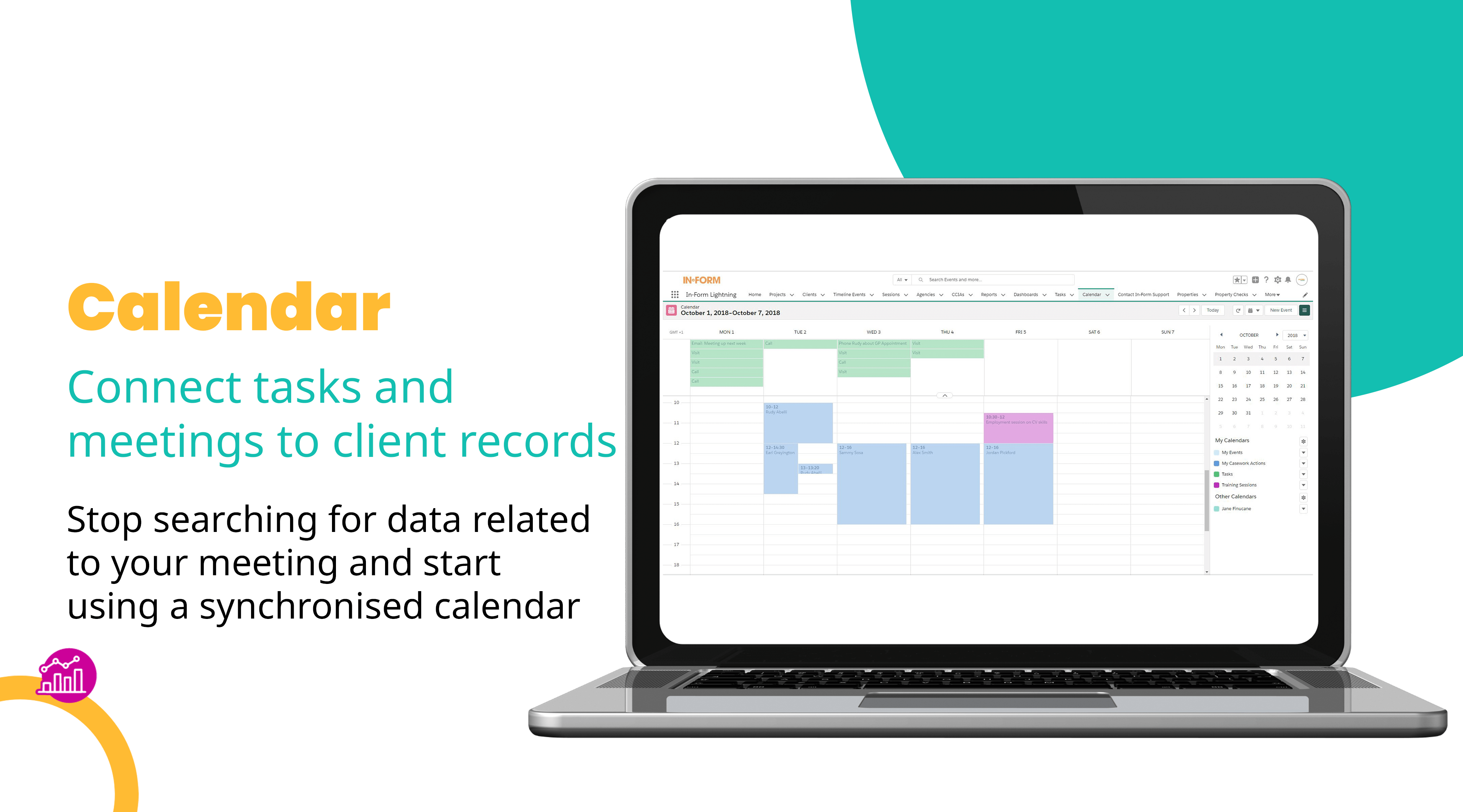 connect tasks and meetings to client records