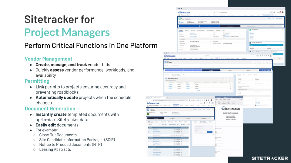 manage vendors permits and closeout packages