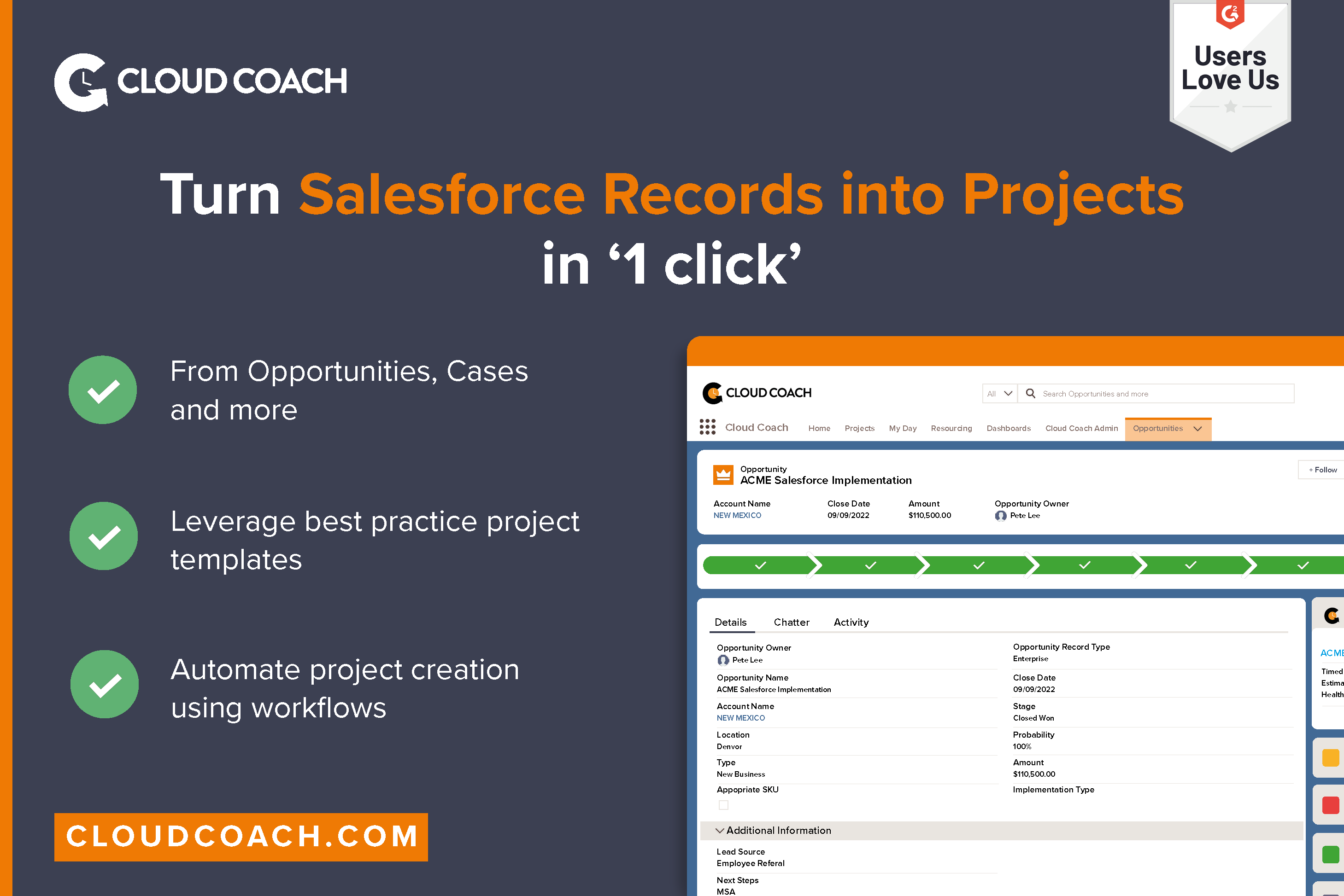 records to project in a single click