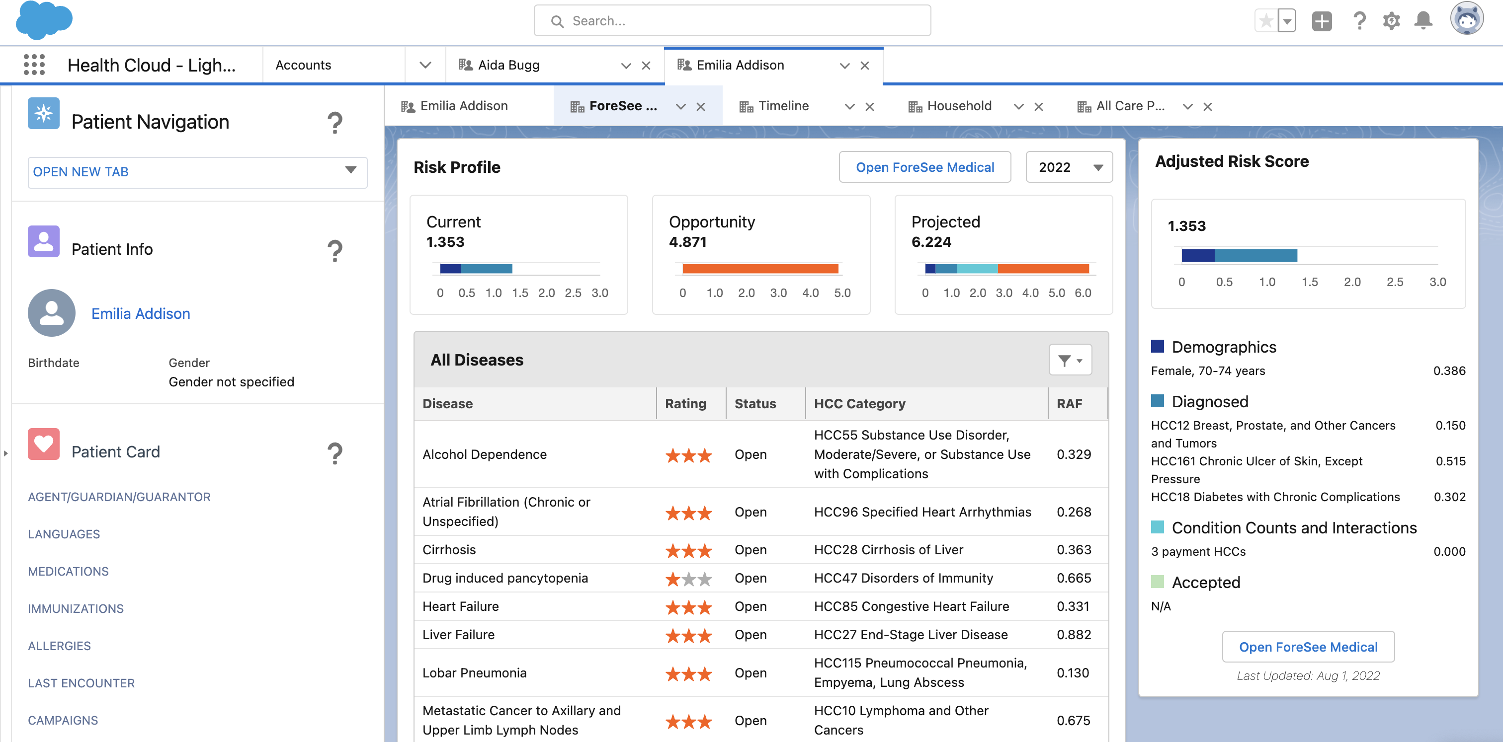foresee app interface on health cloud