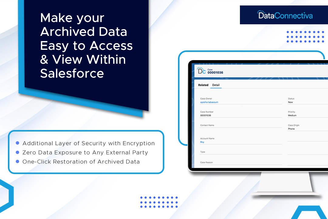 encryption restoration with view and access of archived data within salesforce app