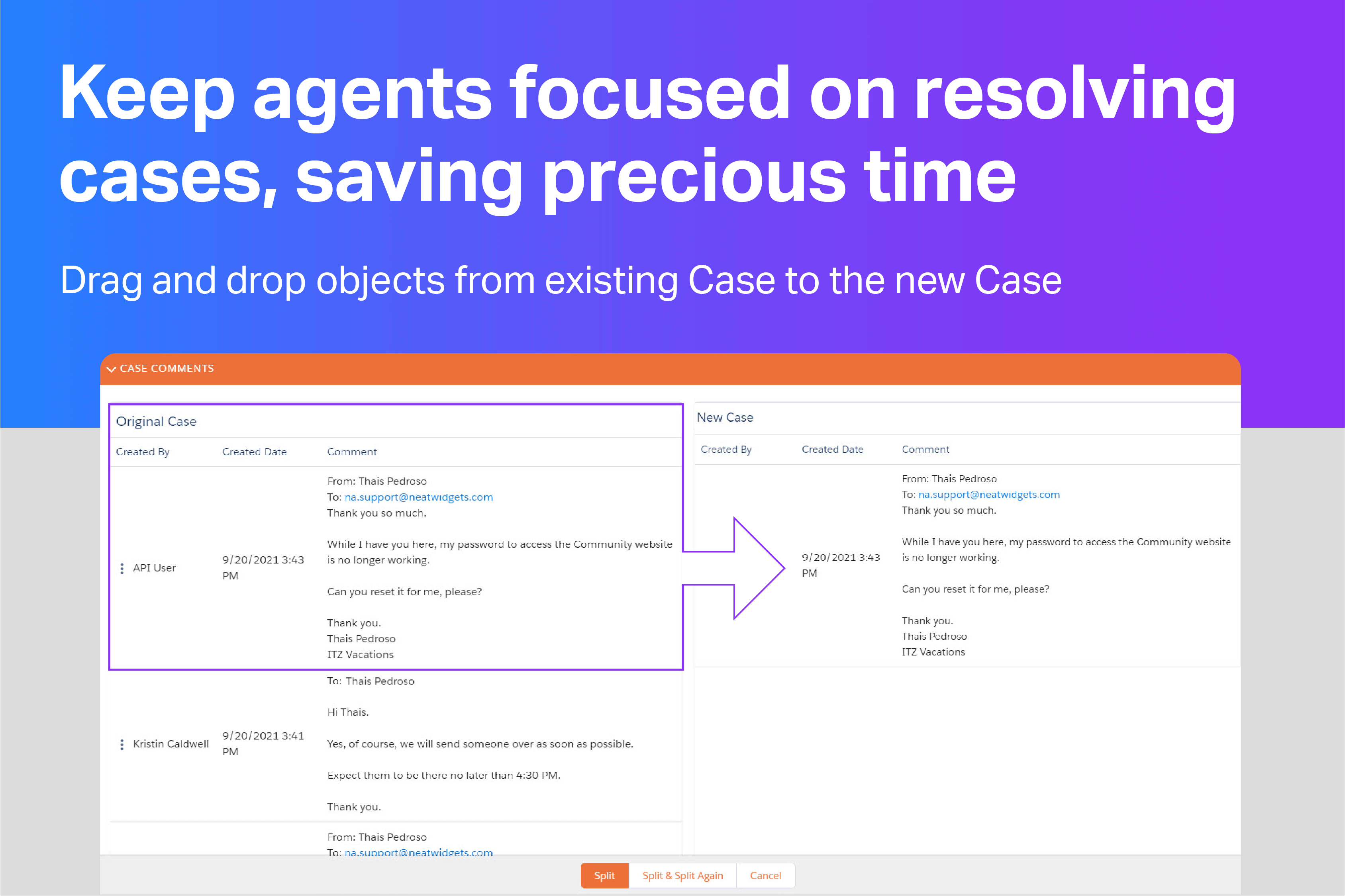drag and drop objects from existing case to the new case