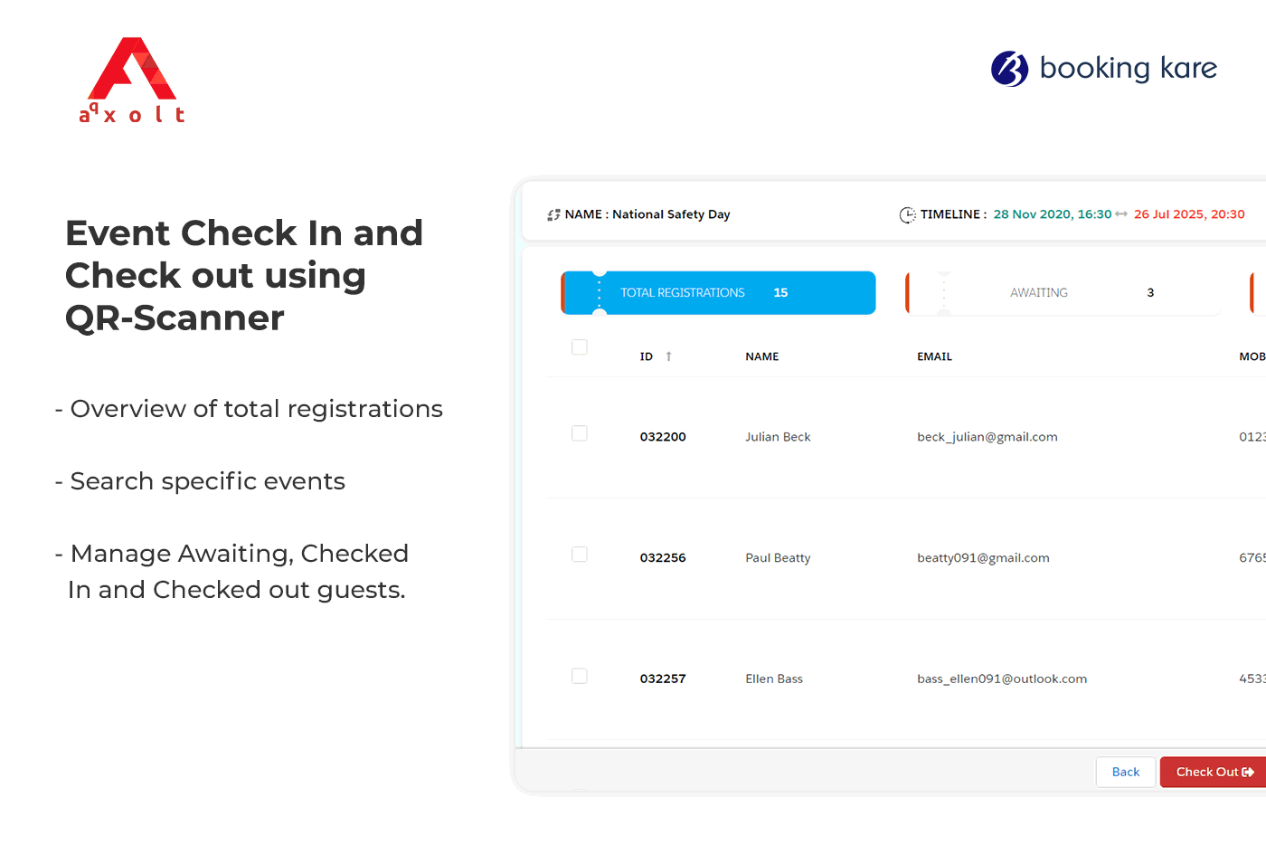 check in and check out using qr scanner