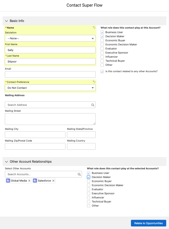 initial setup screen