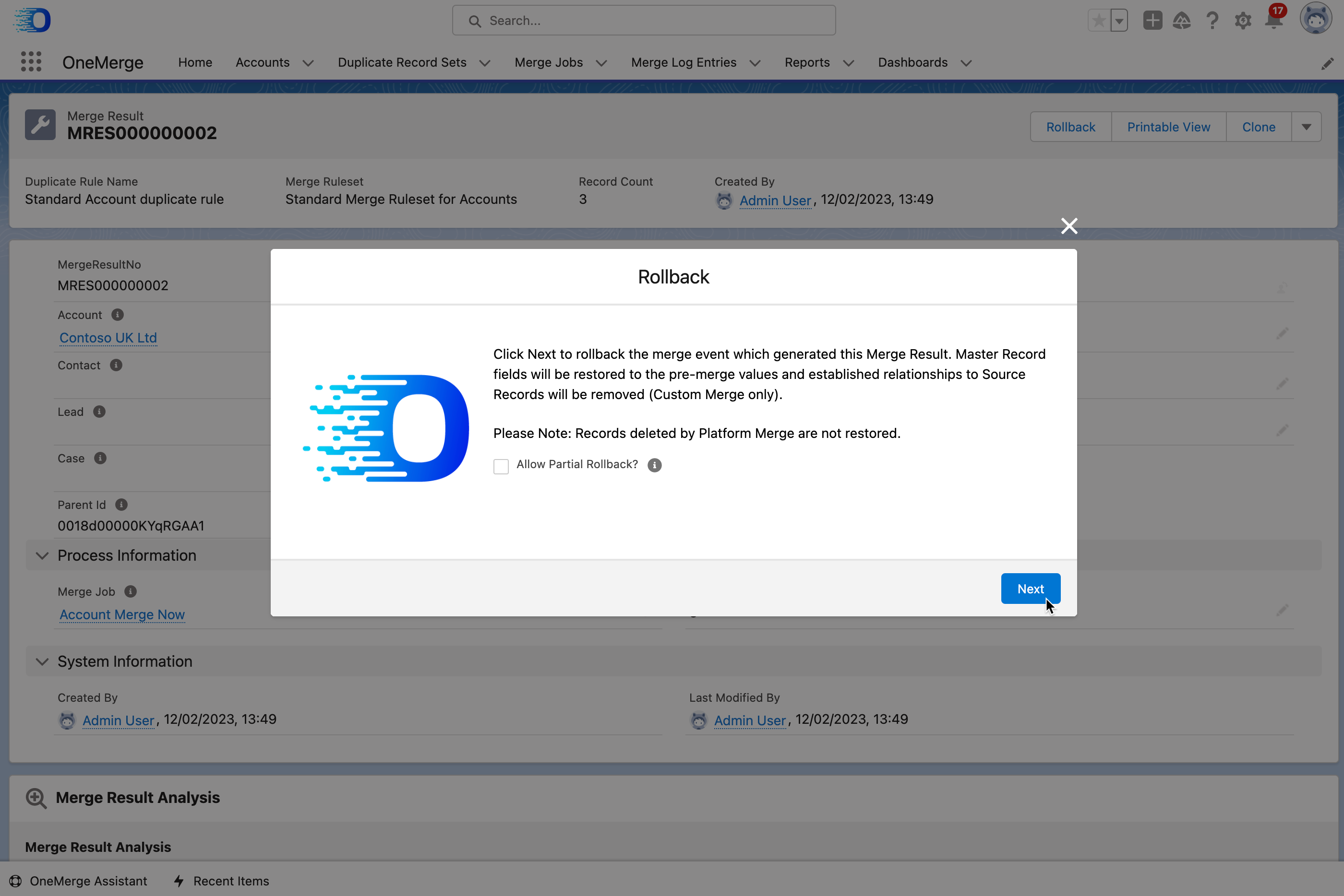 6 merges can be rolled back to any point in the merge timeline