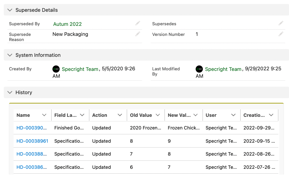supply chain traceability with versioning and history tracking