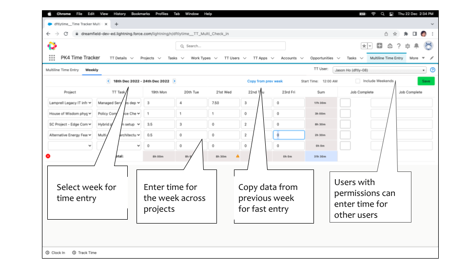 easy weekly timesheet entry