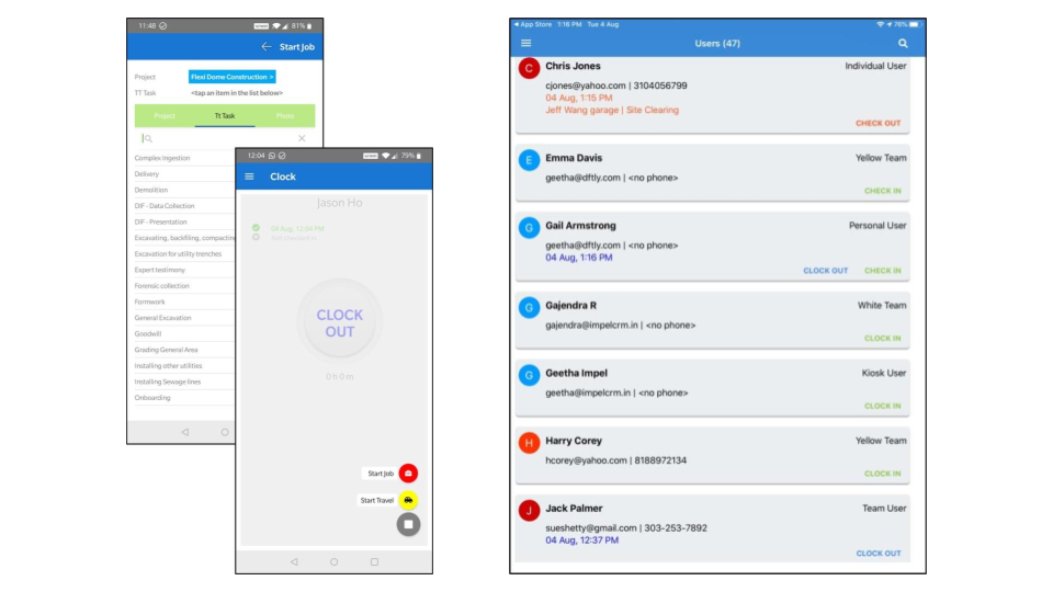 time tracking on the mobile ios and android devices individual team ...