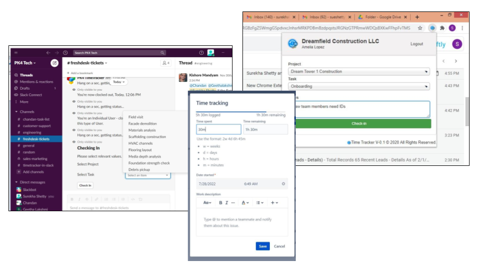 track time in jira slack or on a chrome extension