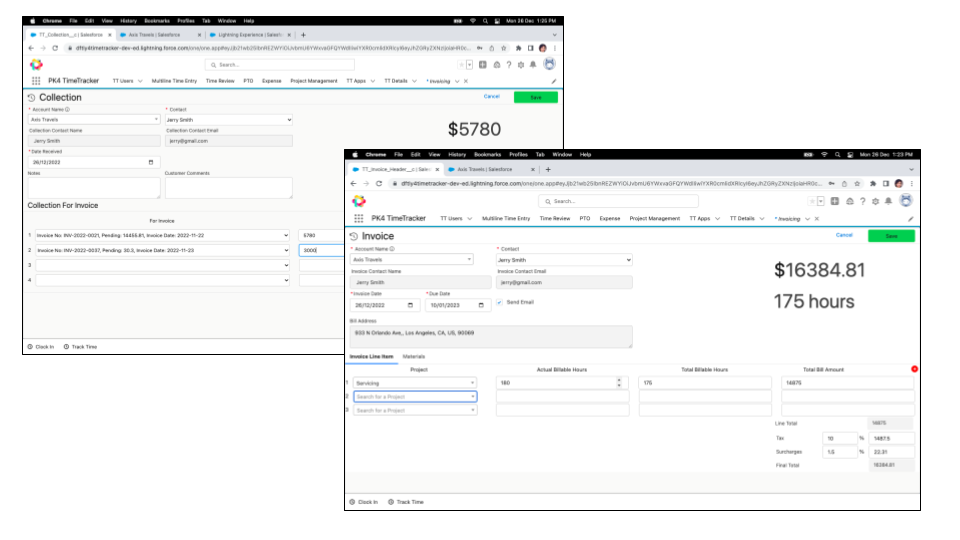 invoicing and collections for time and materials