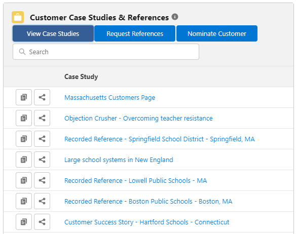 slapfive recommends the most relevant customer content to reps based on matching criteria