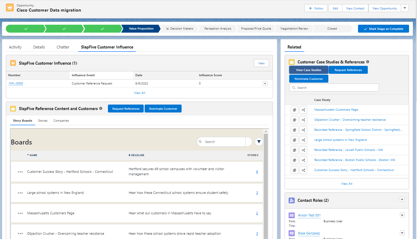 any salesforce user can search and access customer content and references right from an opportunity