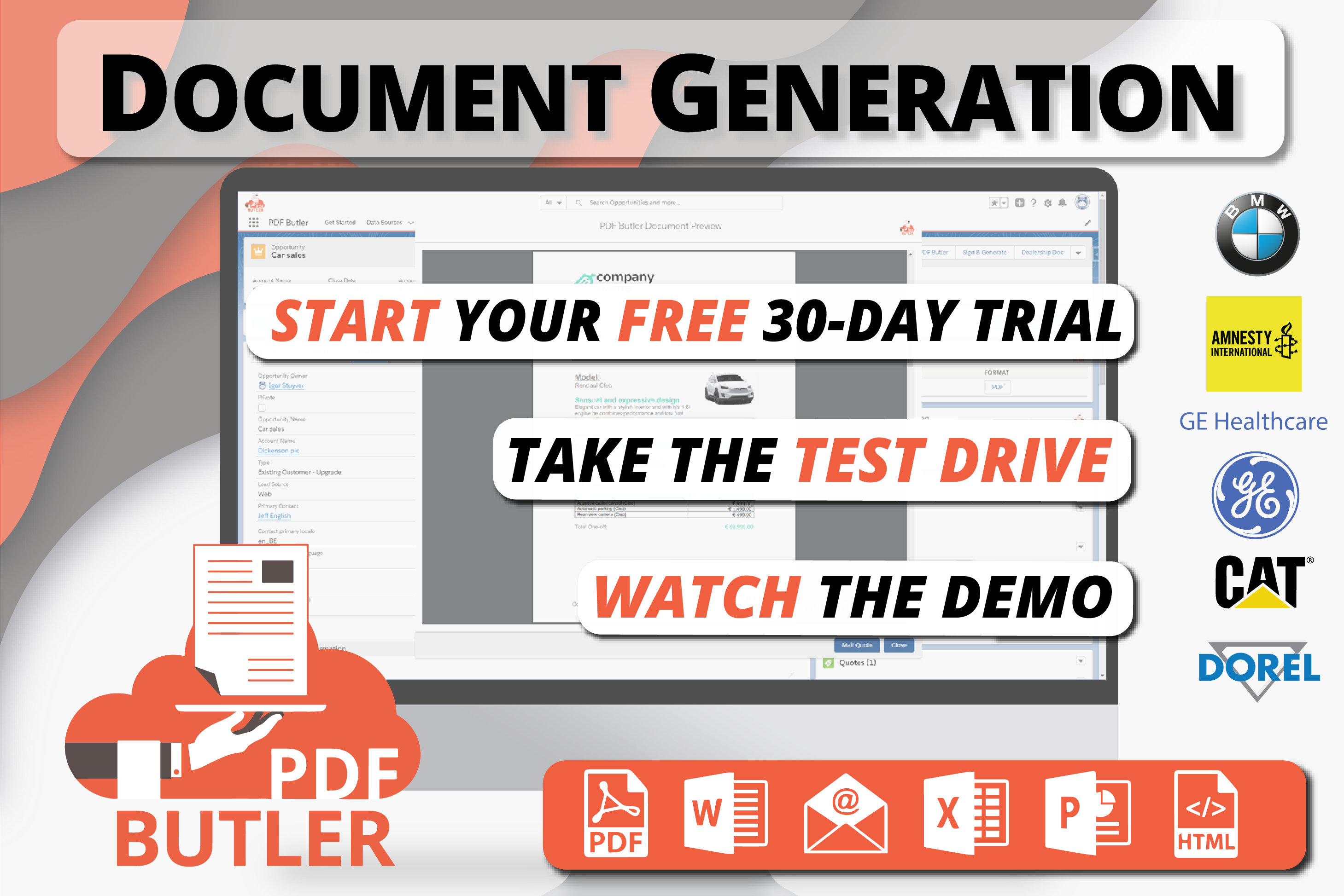 no code document generation for salesforce in all popular file formats