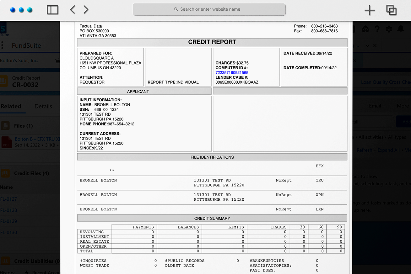 screenshots experian and factual data