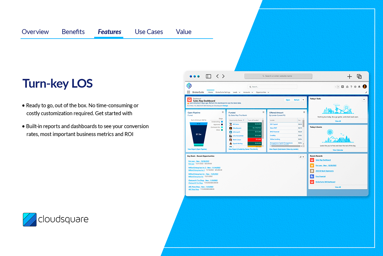 features turn key loan origination system