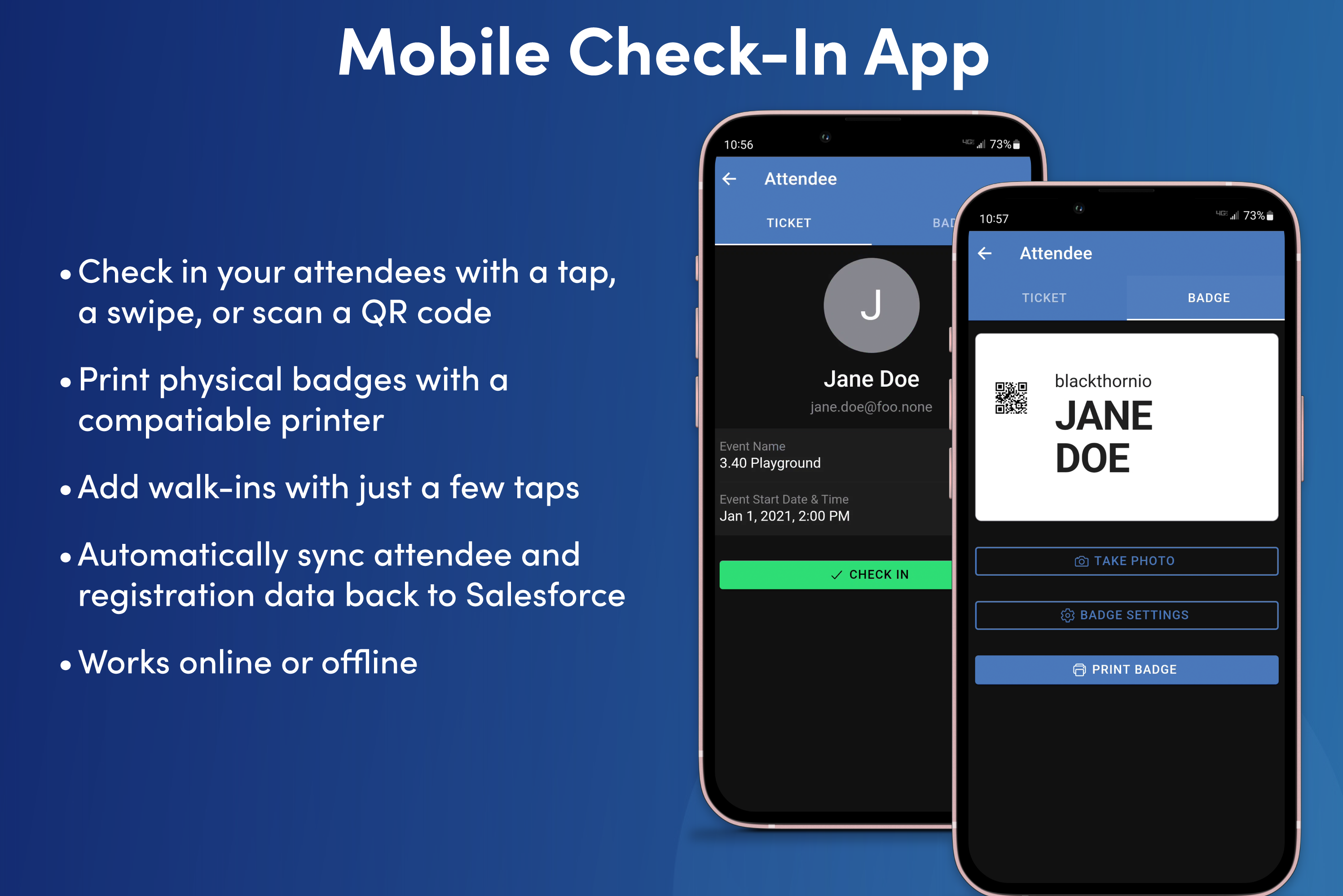 check in attendees with a tap swipe or qr code add walk ins and more with our mobile attendee app