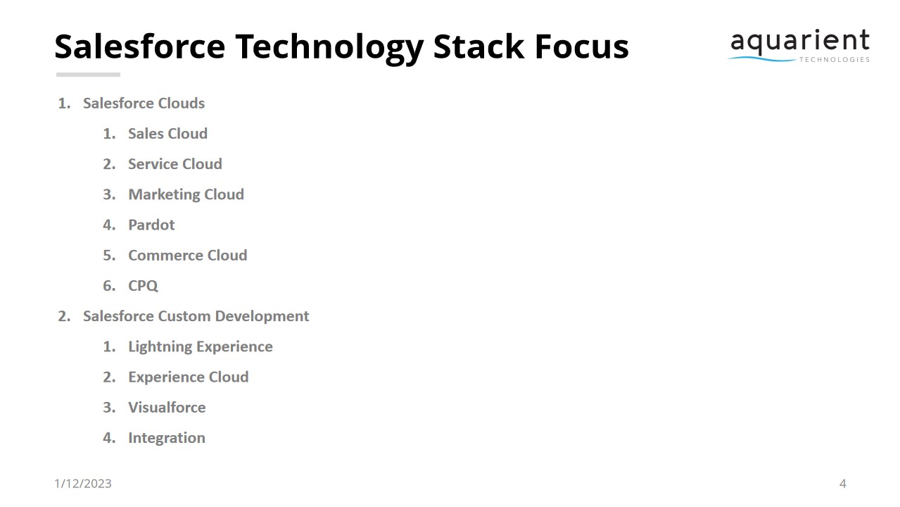salesforce technology stack focus