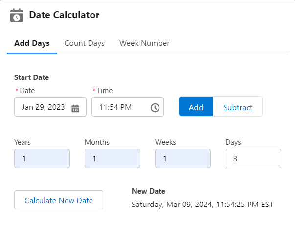 use the handy date calculator to quickly add count days and get the ...