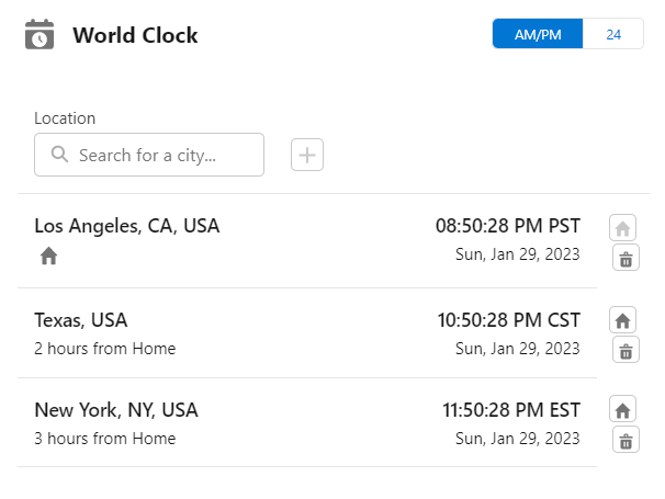 be on top of time zones by leveraging the configurable dynamic world clock